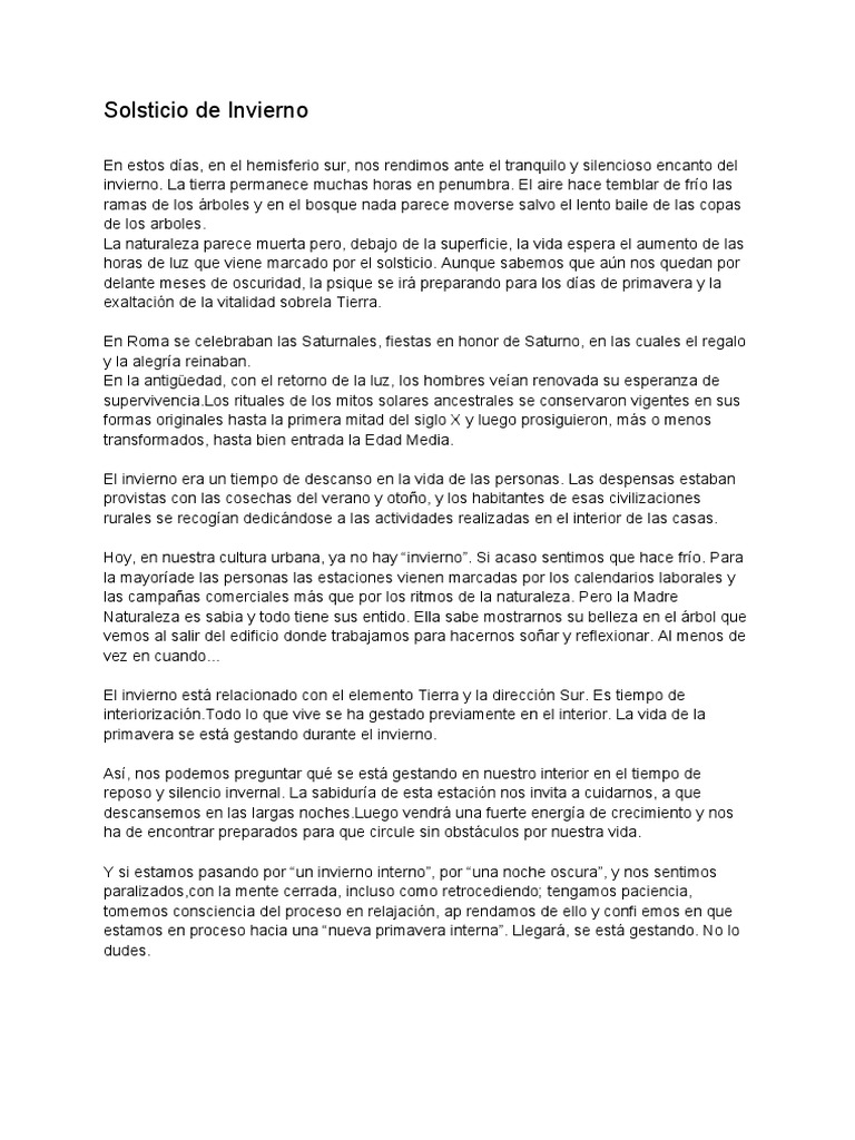 Reflexiones sobre el Solsticio de Invierno | PDF | Invierno | Tierra