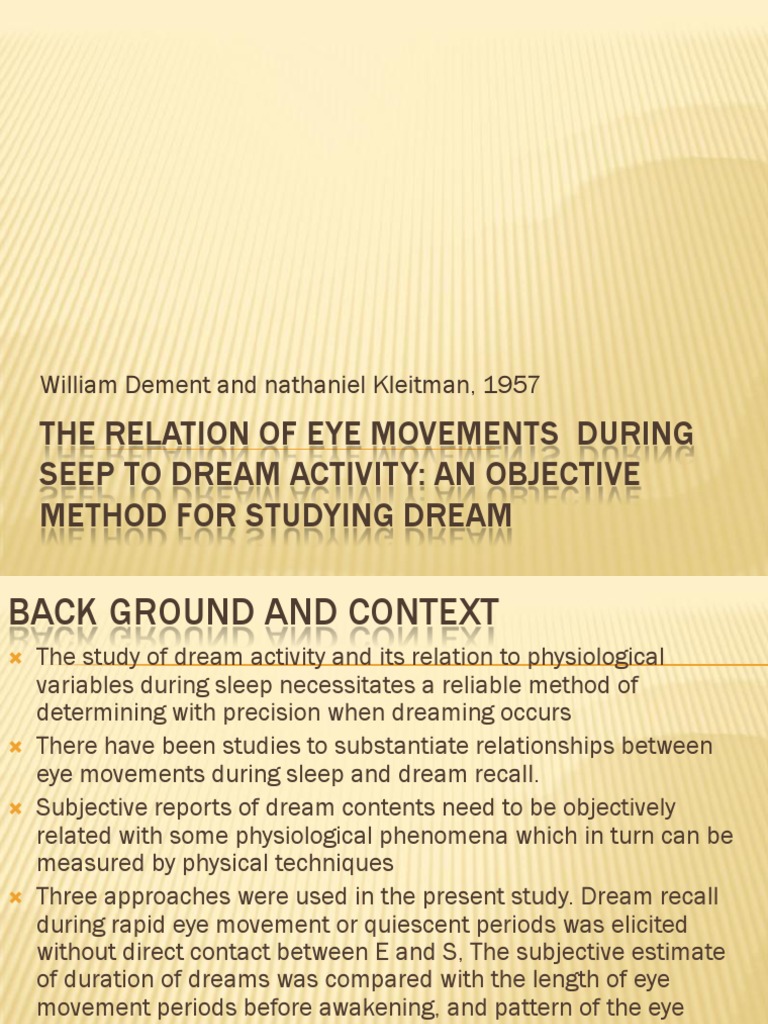 Dement & Kleitman | PDF | Rapid Eye Movement Sleep | Sleep