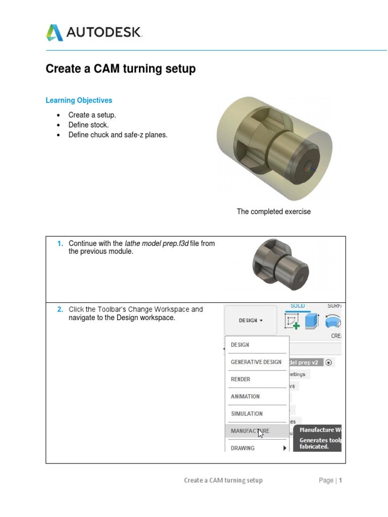 Create A CAM Turning Setup: Learning Objectives | PDF