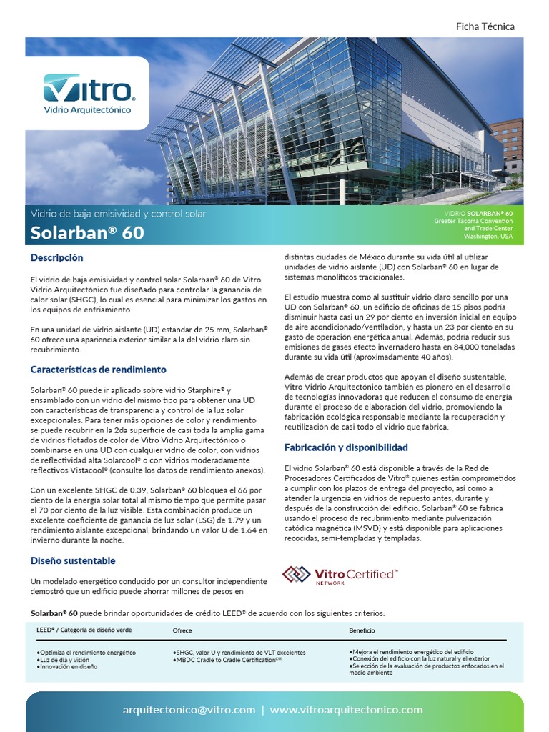 Ficha Tecnica Solarban 60 | PDF | Naturaleza | Física Aplicada e ...