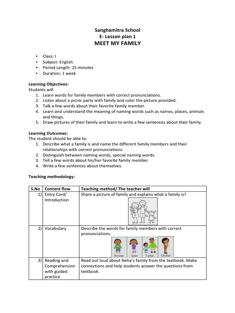 Class PDF | PDF | Family | Lesson Plan