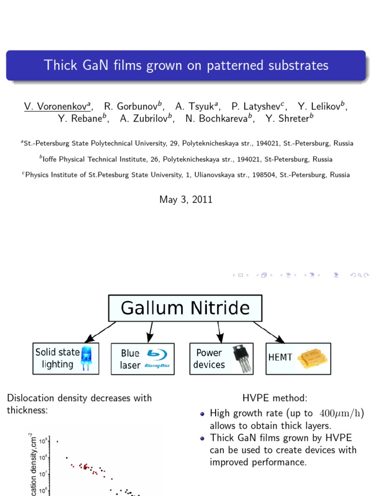 Thick GaN Films on Patterned Substrates | PDF | Wafer (Electronics ...