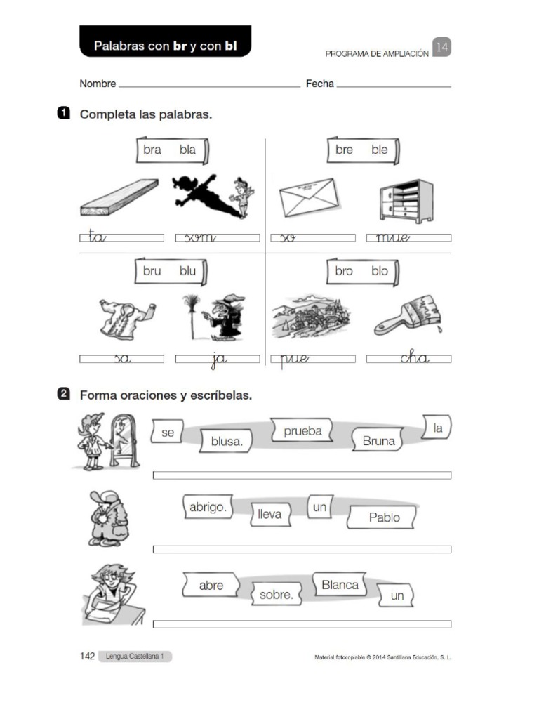 Palabras con bl y br _1° | PDF