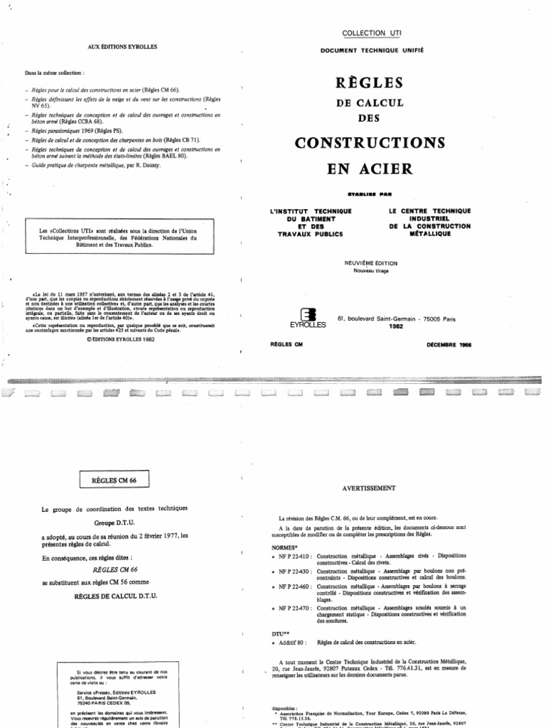 Acier - CM66 - Règles de Calcul Des Constructions en Acier (1966) | PDF