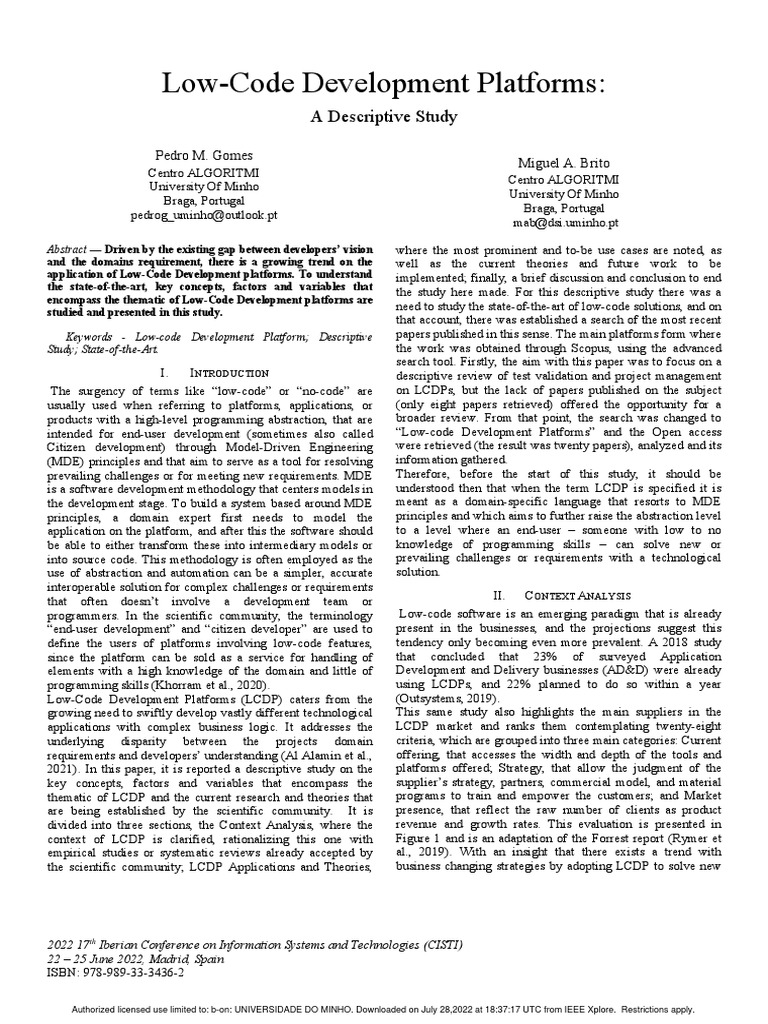 Low-Code Development Platforms:: A Descriptive Study | PDF | Internet ...