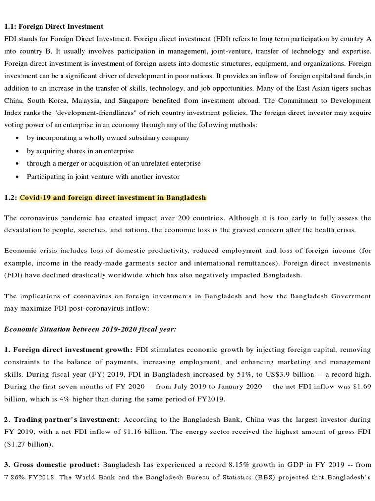 Foreign Direct Investment | PDF | Foreign Direct Investment | Outsourcing