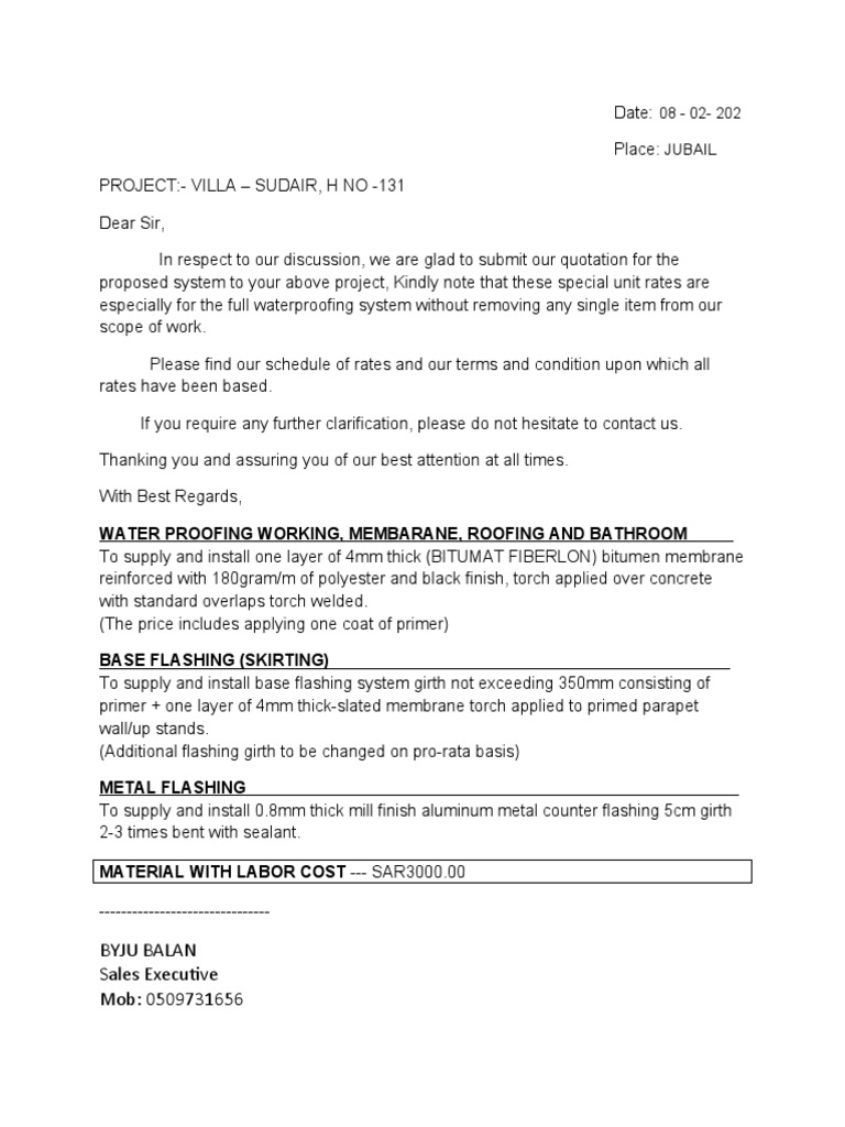 Byju Balan Sales Executive Mob: 0509731656: Water Proofing Working ...