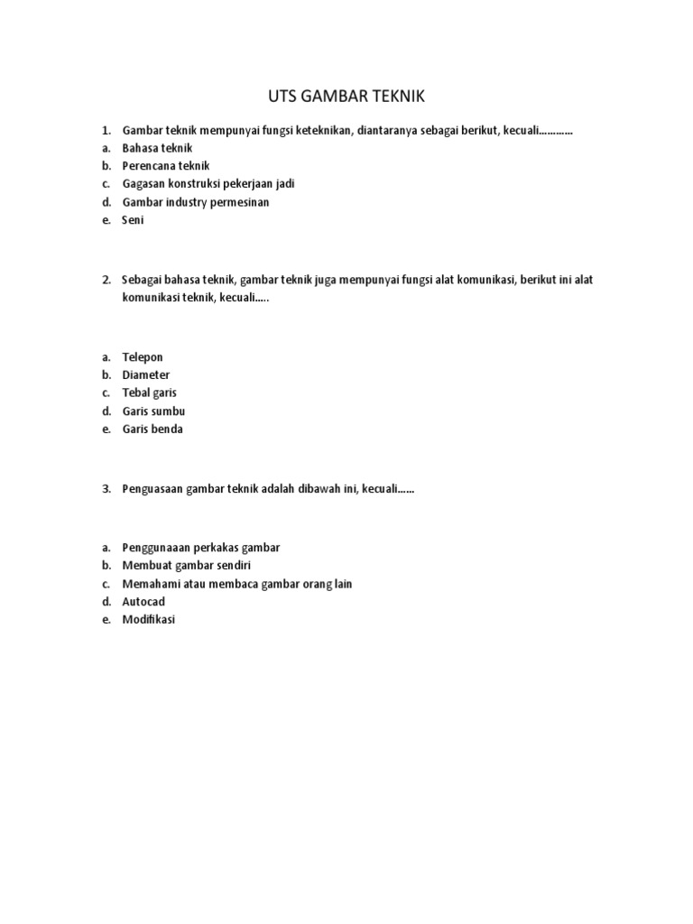Uts Gambar Teknik | PDF