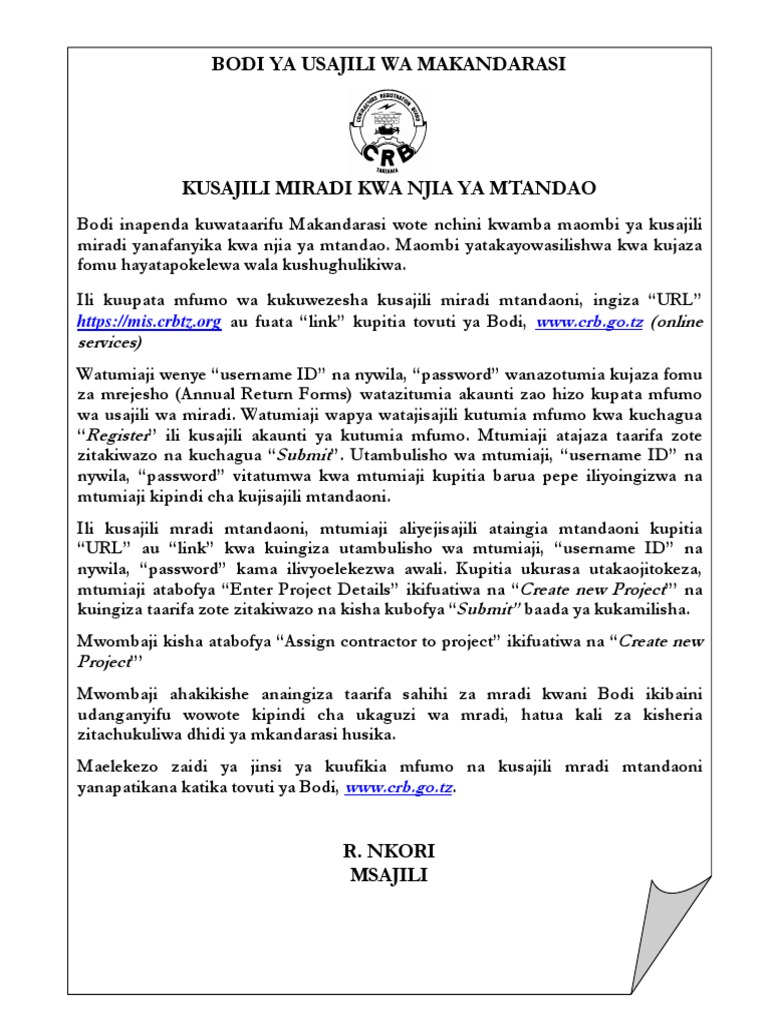 Online Project Registration Manual Pdf