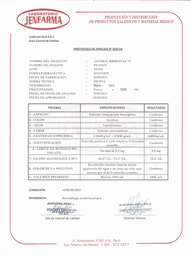 Certificado de Calidad 70° | PDF