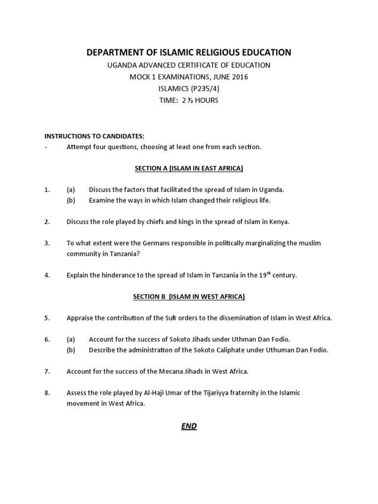 S.6 Ire P4 Mock 1 | PDF