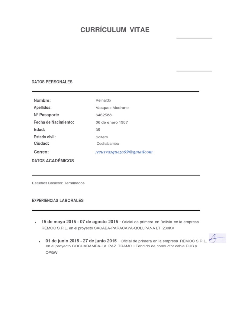 Currículum Vitae | Descargar gratis PDF | Electricidad | Ingenieria ...