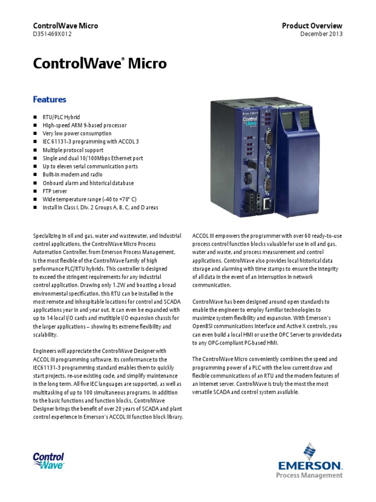 Controlwave Micro Pdf Scada Programmable Logic Controller