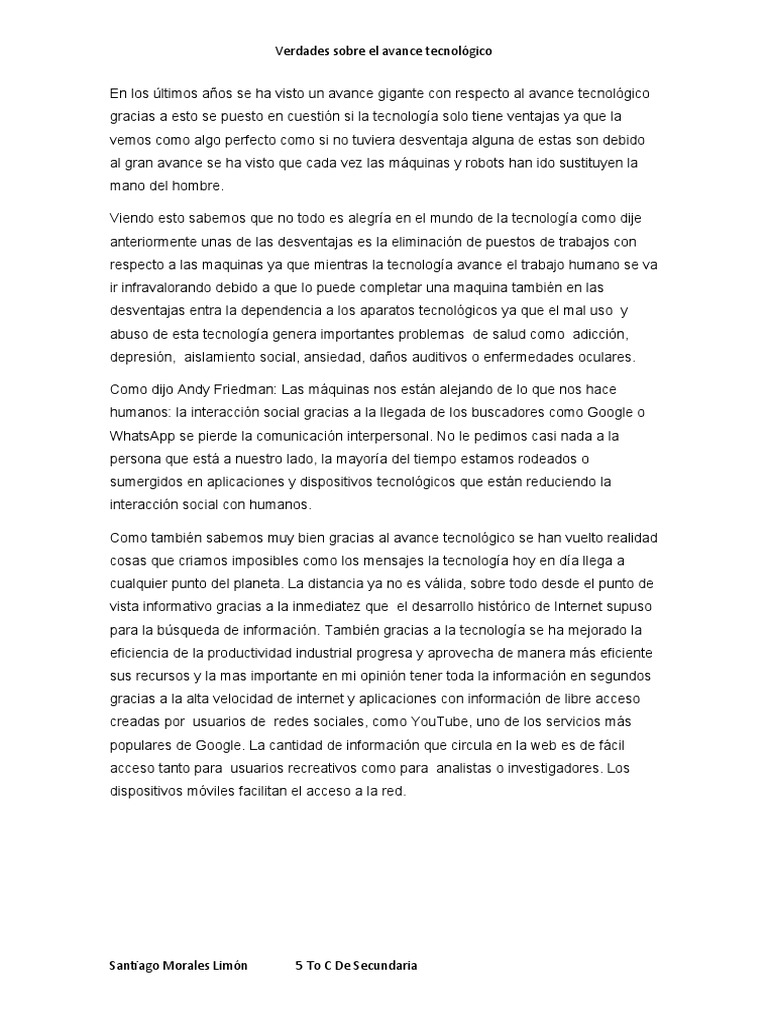 Tesis-Ensayo Sobre La Tecnologia | PDF | Internet | Información