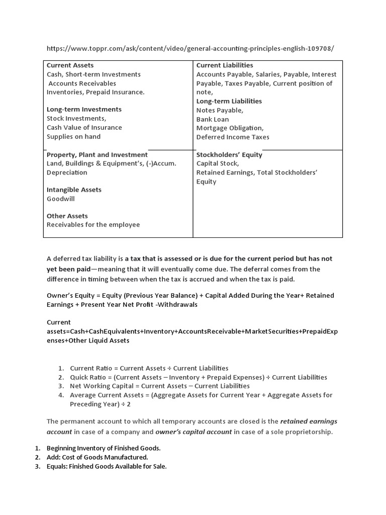 Current Assets Current Liabilities Pdf Debits And Credits Equity