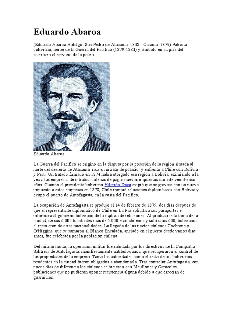 Héroe boliviano: Eduardo Abaroa | PDF | Chile | Operaciones militares