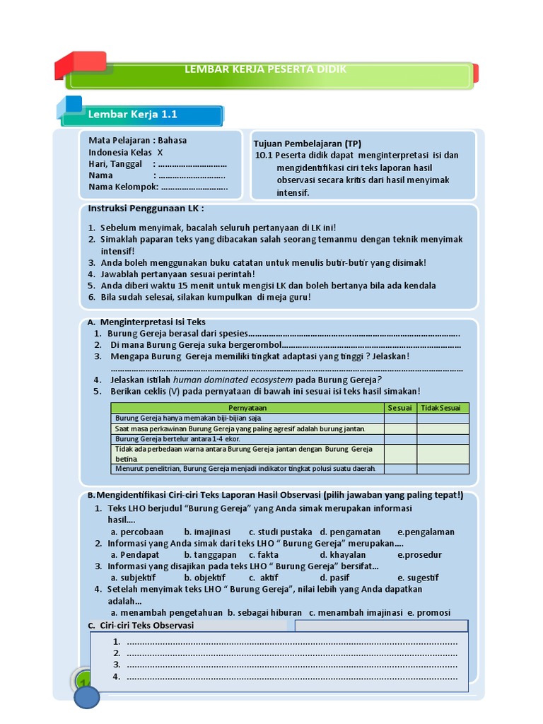 LKPD Bab 1 Pert 1 | PDF