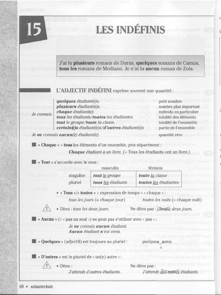 Les Indéfinis | PDF
