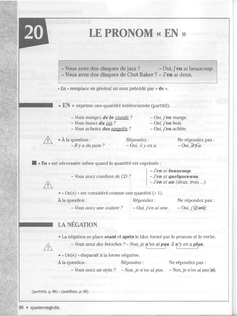 Le Pronom en | PDF Le Pronom en | PDF