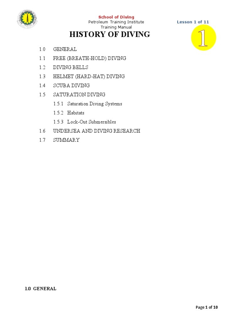 History of Diving: Petroleum Training Institute Training Manual | PDF ...