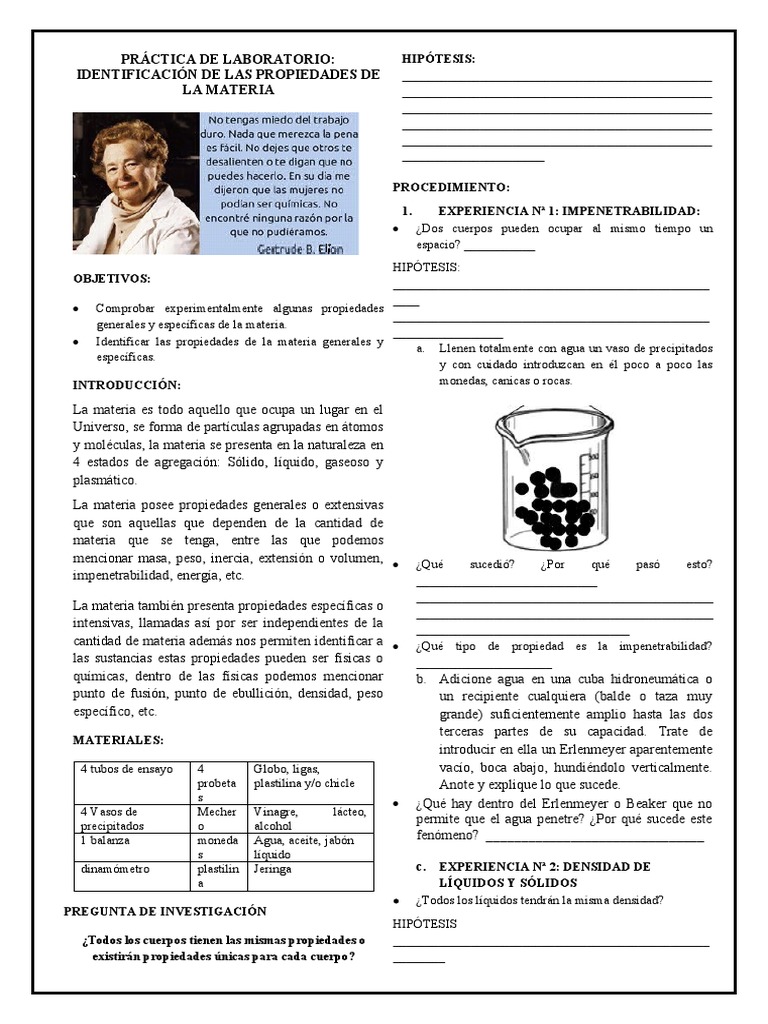 Laboratorio Propiedades de La Materia | PDF | Importar | Masa