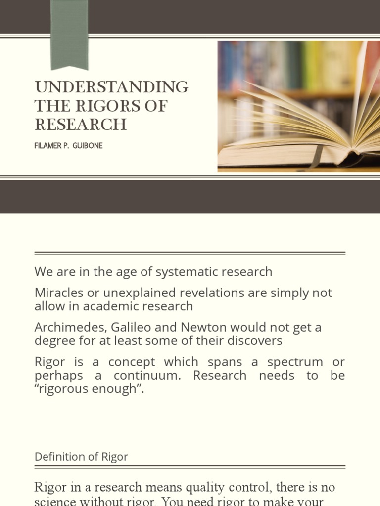 Understanding The Rigors of Research: Filamer P. Guibone | PDF ...