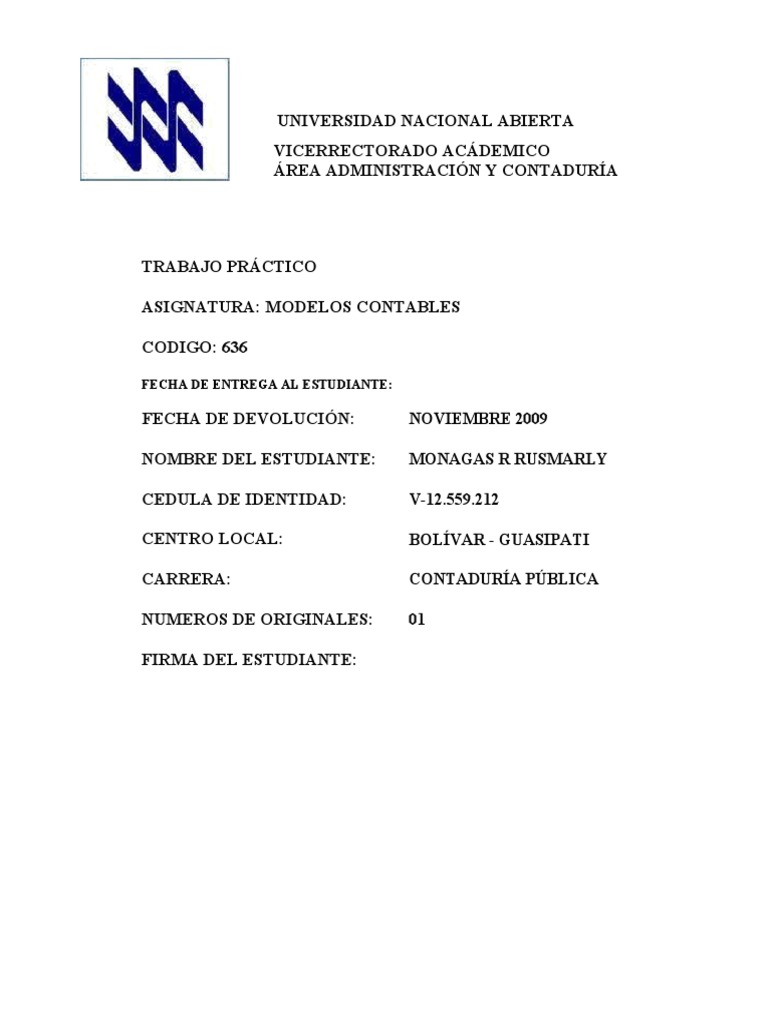 636 Trabajo Modelos Contables | Descargar gratis PDF | Contabilidad | Business