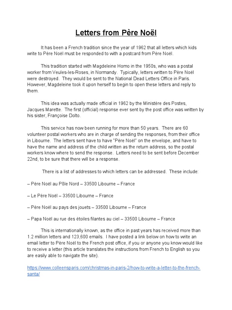 Letters From Père Noël: Santa | PDF
