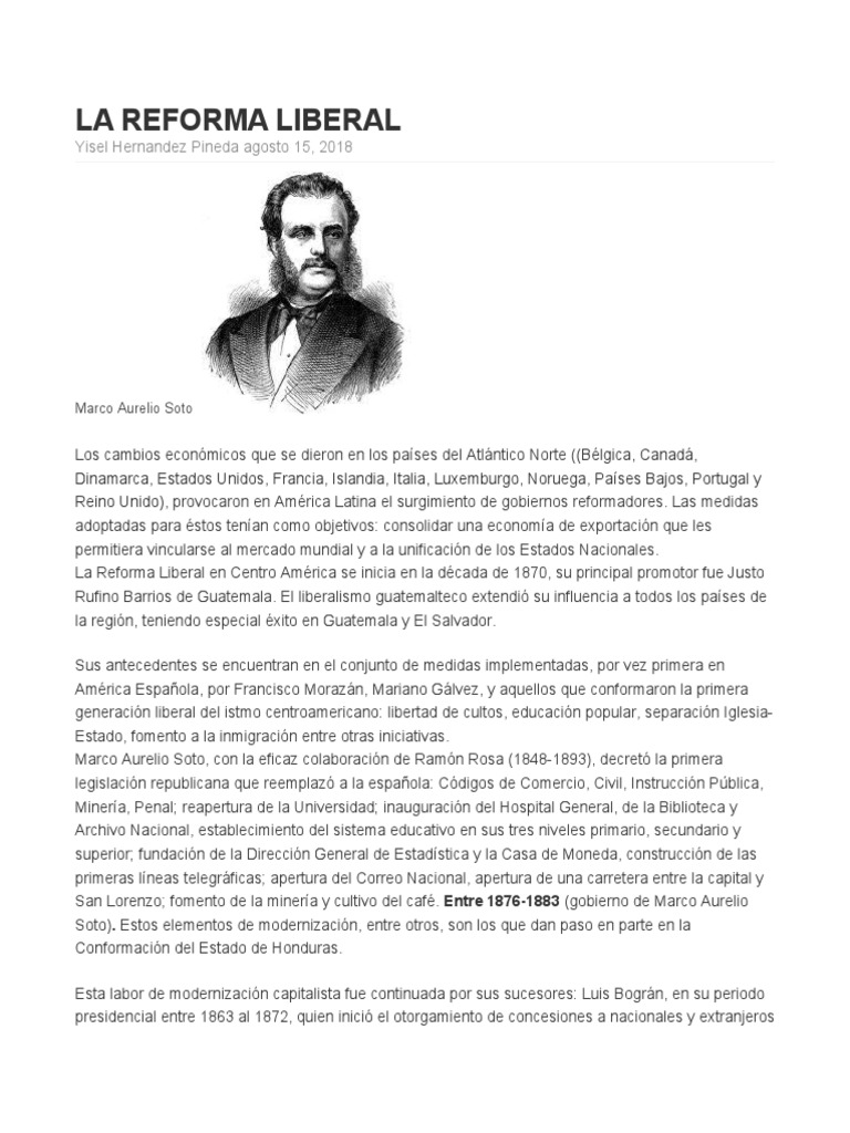 La Reforma Liberal | PDF | Honduras | Guatemala