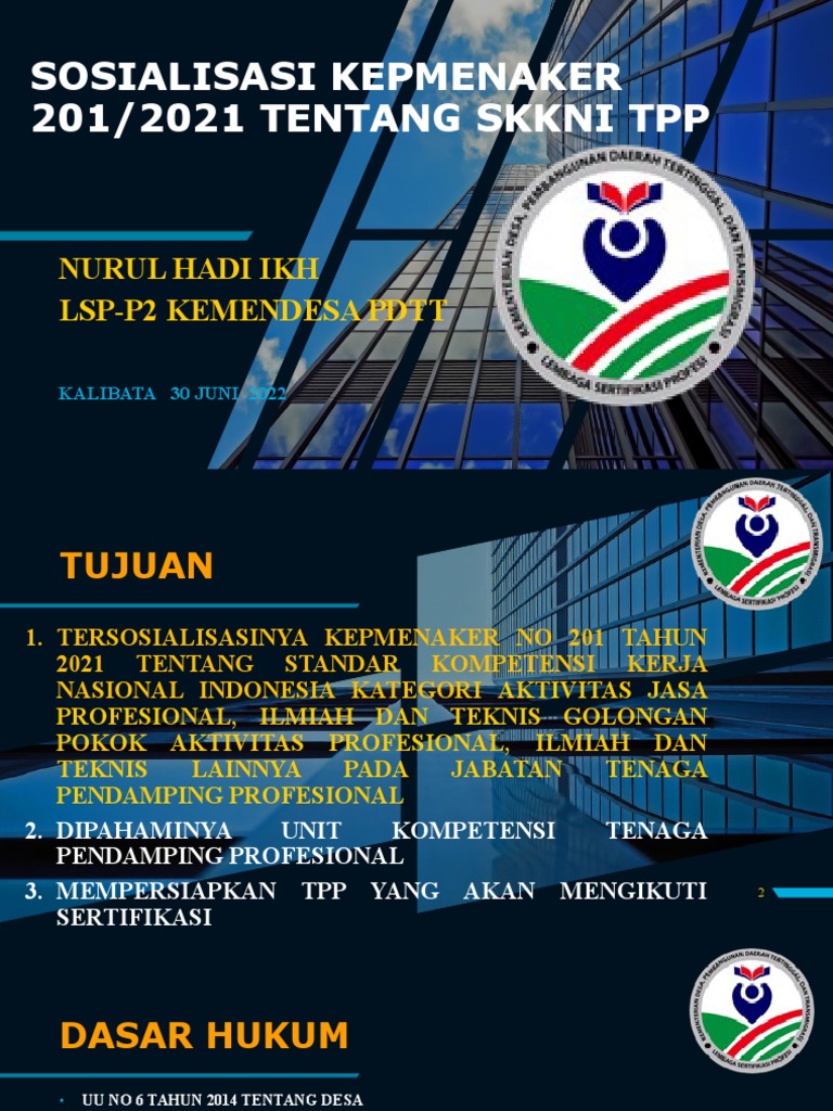 Sosialisasi Skkni TPP 2022 - TPP Pusat | PDF