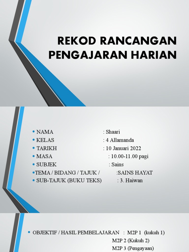 Rekod Rancangan Pengajaran Harian | PDF