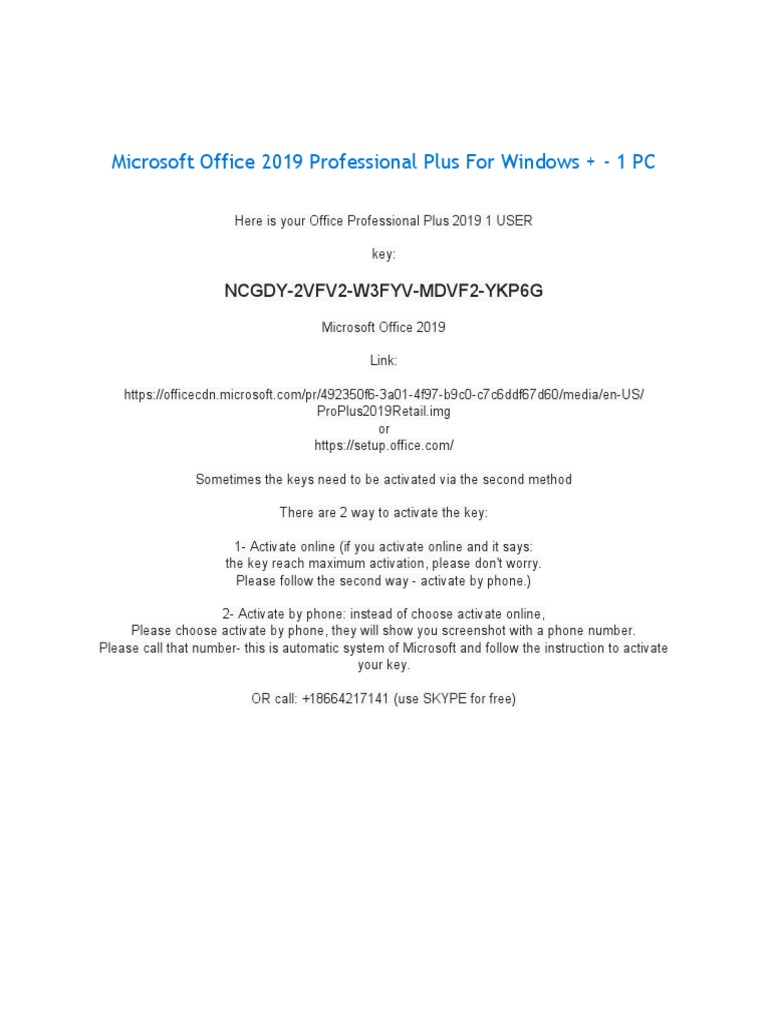 Microsoft Office 2019 Professional Plus For Windows | PDF