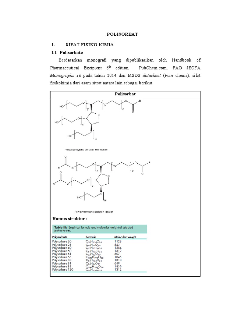 Struktur dan Fungsi Polisorbate 80 | PDF