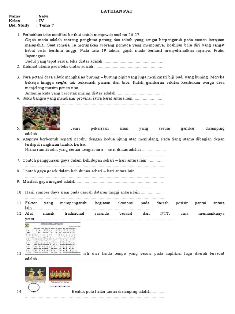 Latihan Pat 2 Utk Les | PDF