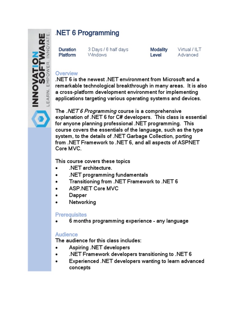 Net 6 Programming Pdf Class Computer Programming C Sharp 1192