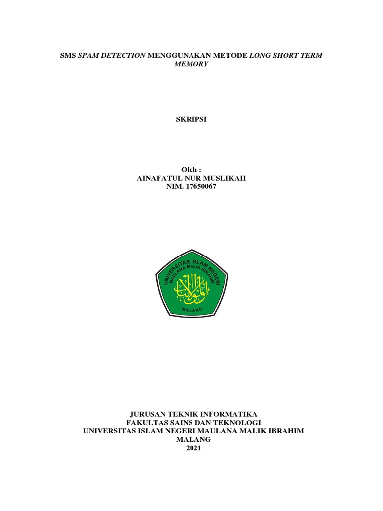 Sms Spam Detection Menggunakan Metode Long Short Term: Memory | PDF