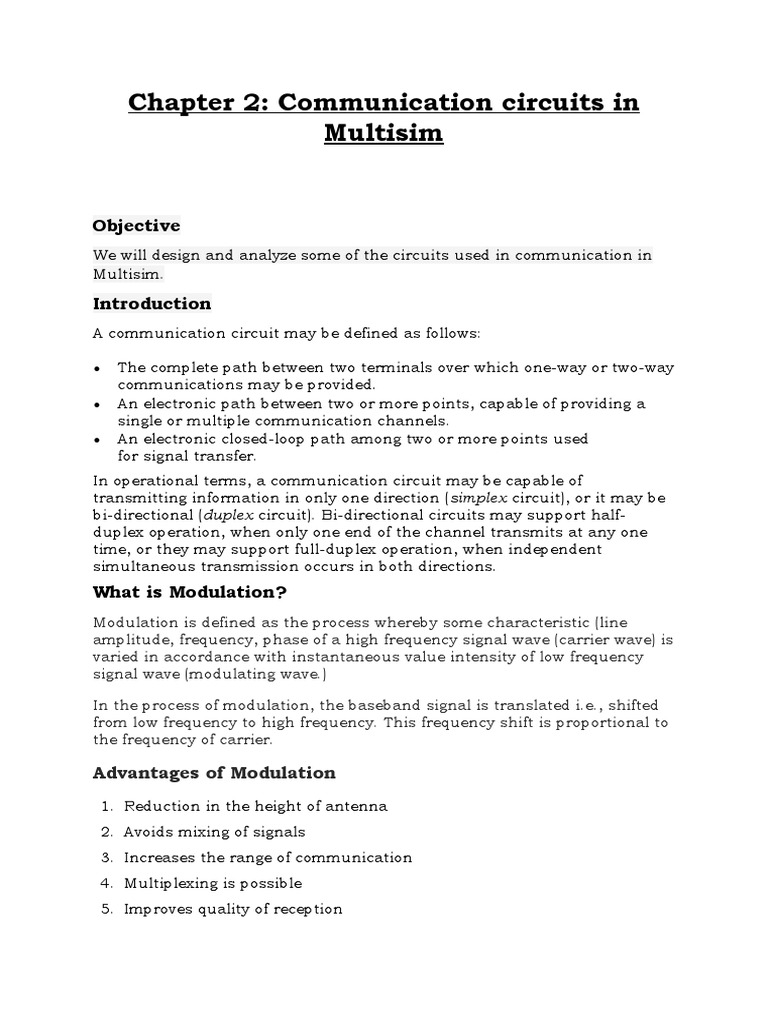 Simulation of Some Communication Circuits in Multisim | PDF | Detector ...