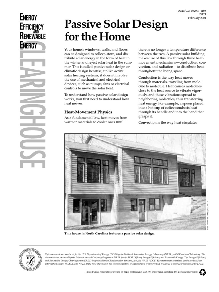 Passive Solar Design For The Home | PDF