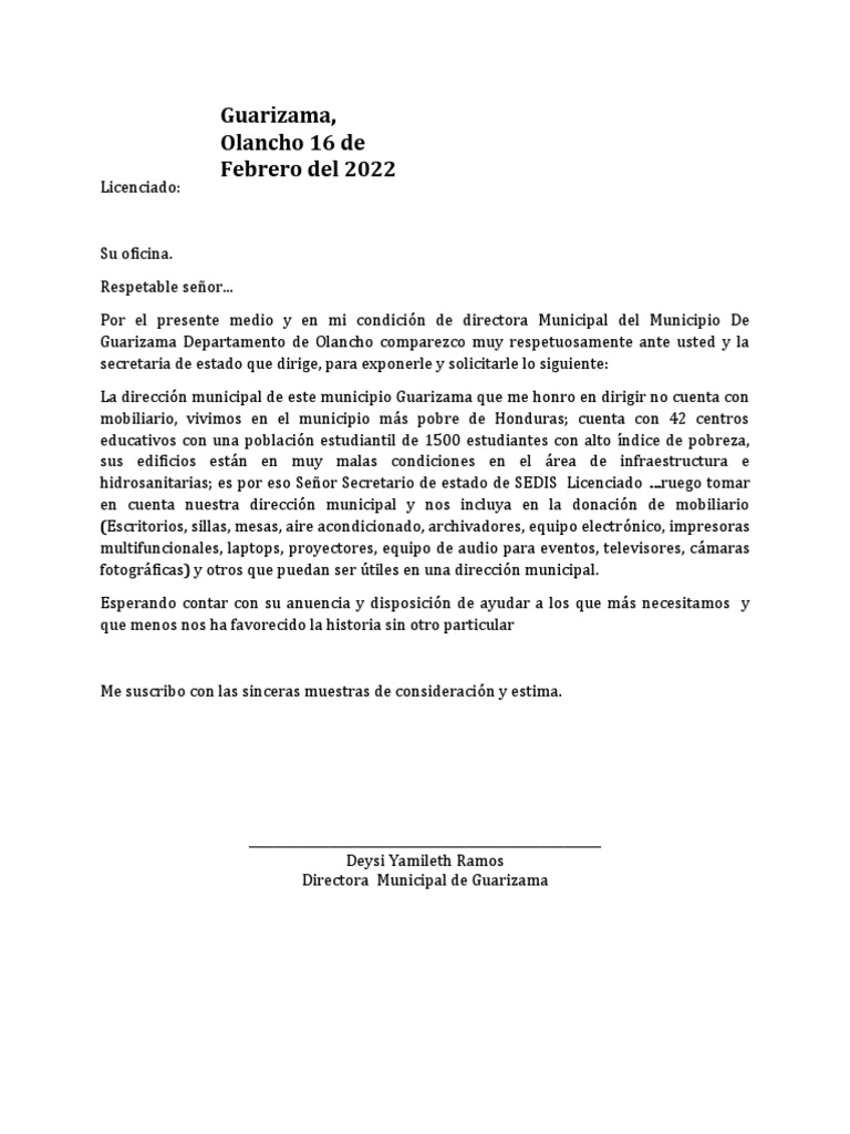 Solicitud De Mobiliario Pdf