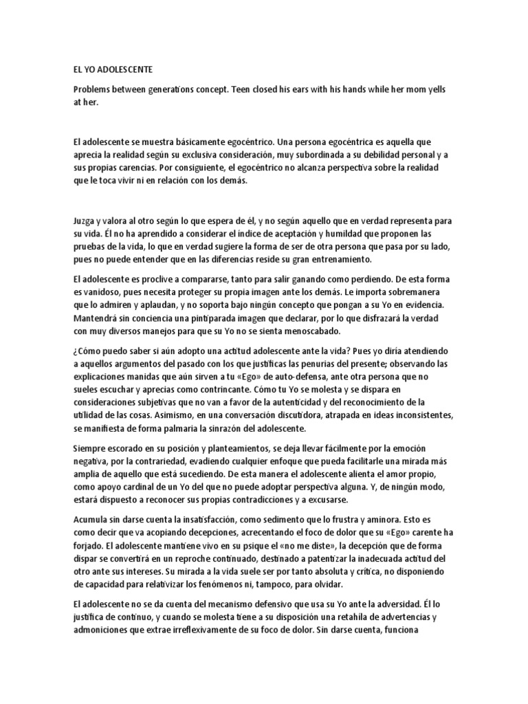 El Yo Adolescente | PDF | Las emociones | Verdad