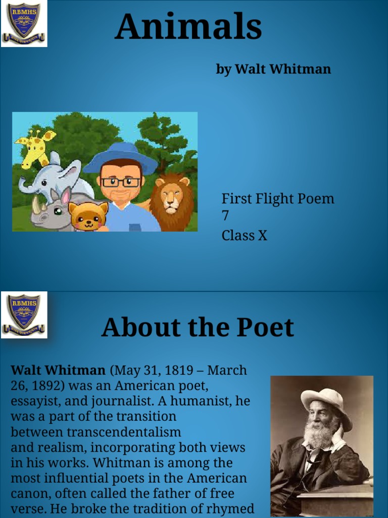 Animals PPT Class X | PDF | Poetry | Walt Whitman