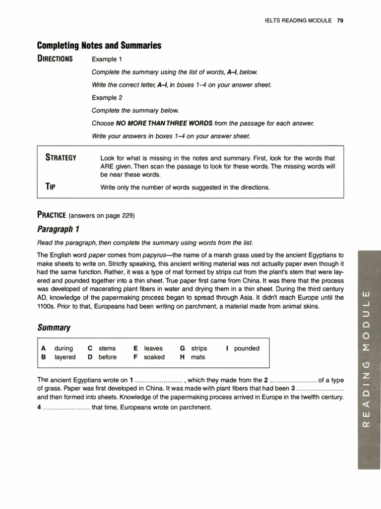 Completing Notes and Summaries: Directions | PDF