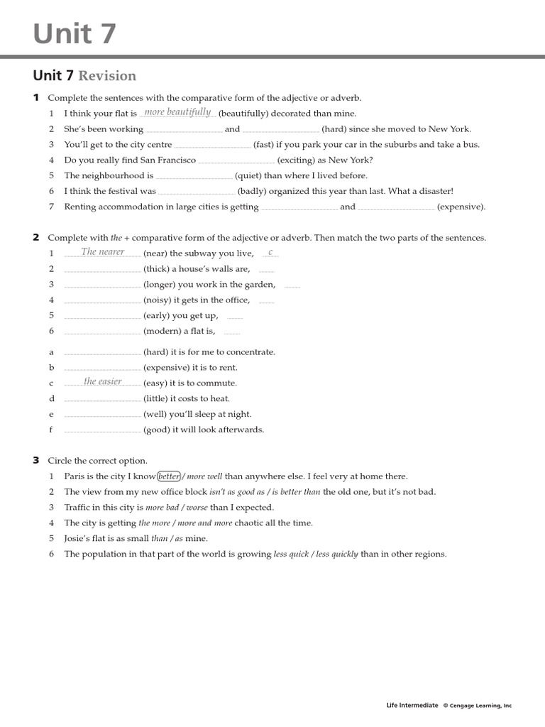 Intermediate Unit7 Revision Be | PDF | Adverb | Languages