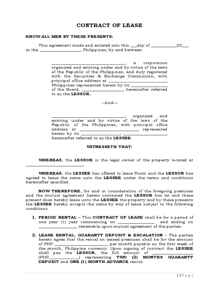 Contract of Lease For Schools-Draft | PDF | Lease | Breach Of Contract