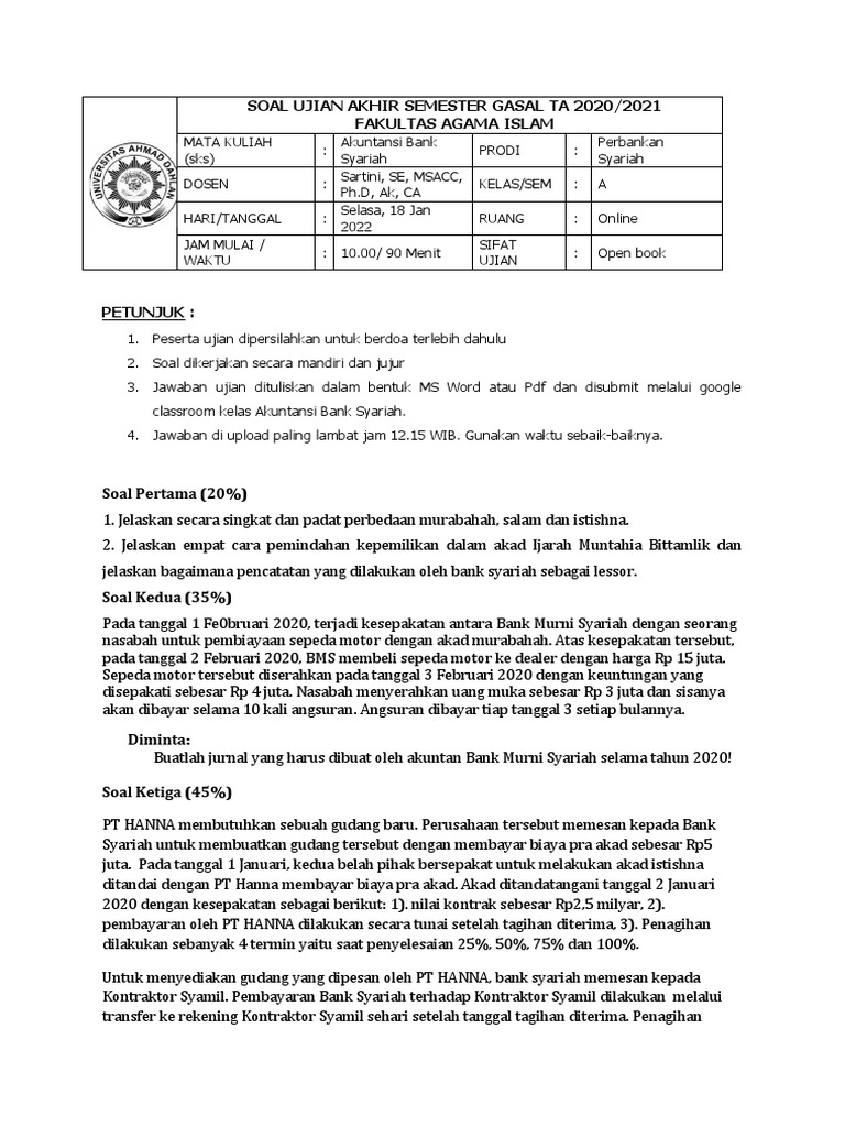 Soal UAS Akt BS | PDF | Karier & Perkembangan | Bisnis