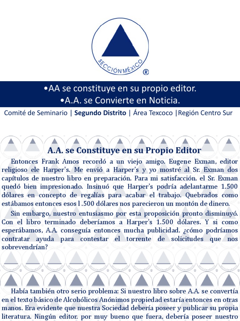 A.A. y su camino hacia la autoedición | PDF | alcoholicos anonimos ...