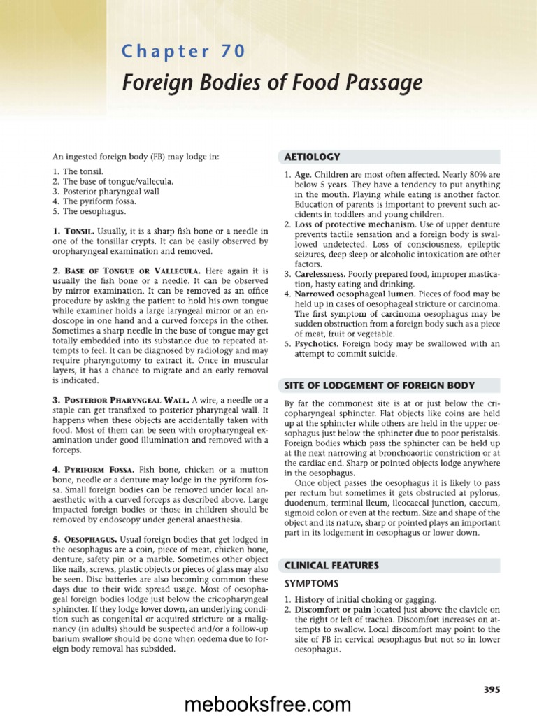 Foreign Bodies of Food Passage | PDF