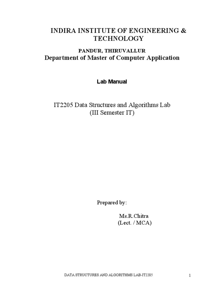 Data Structures And Algorithms Lab Mannual Pdf Computer Programming Algorithms And Data 