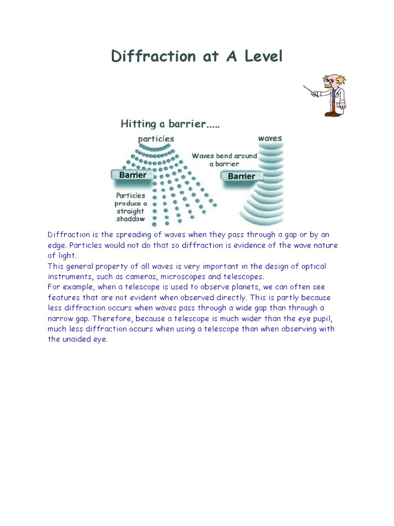 Diffraction Note at A Level | PDF | Diffraction | Wavelength