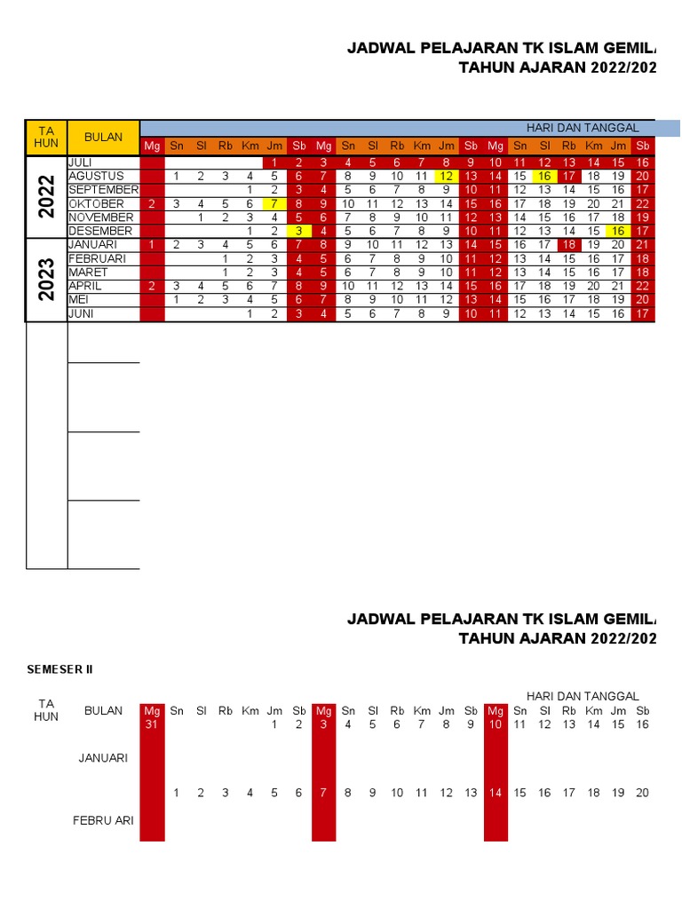 kalender tk islam gemilang cendekia | PDF